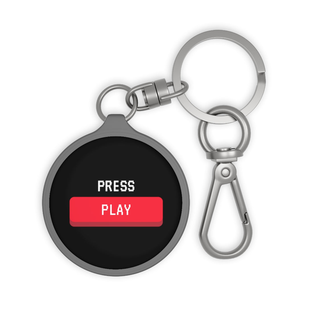 Press Play Button Modern Keychain – Tiny Dice House
